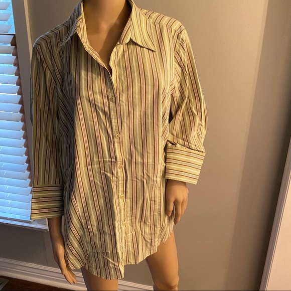 George | Tops | Light Green Striped Collared Shirt | Poshmark